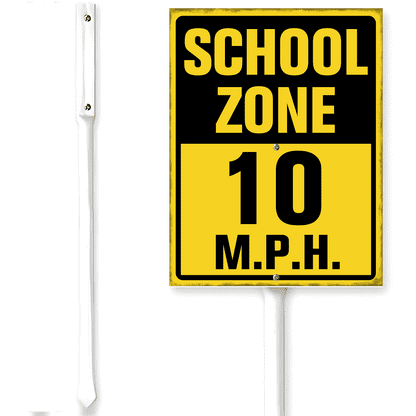 Kurmntregon School Zone Speed Limit 10 Mph Sign With Stake Slow Down ...