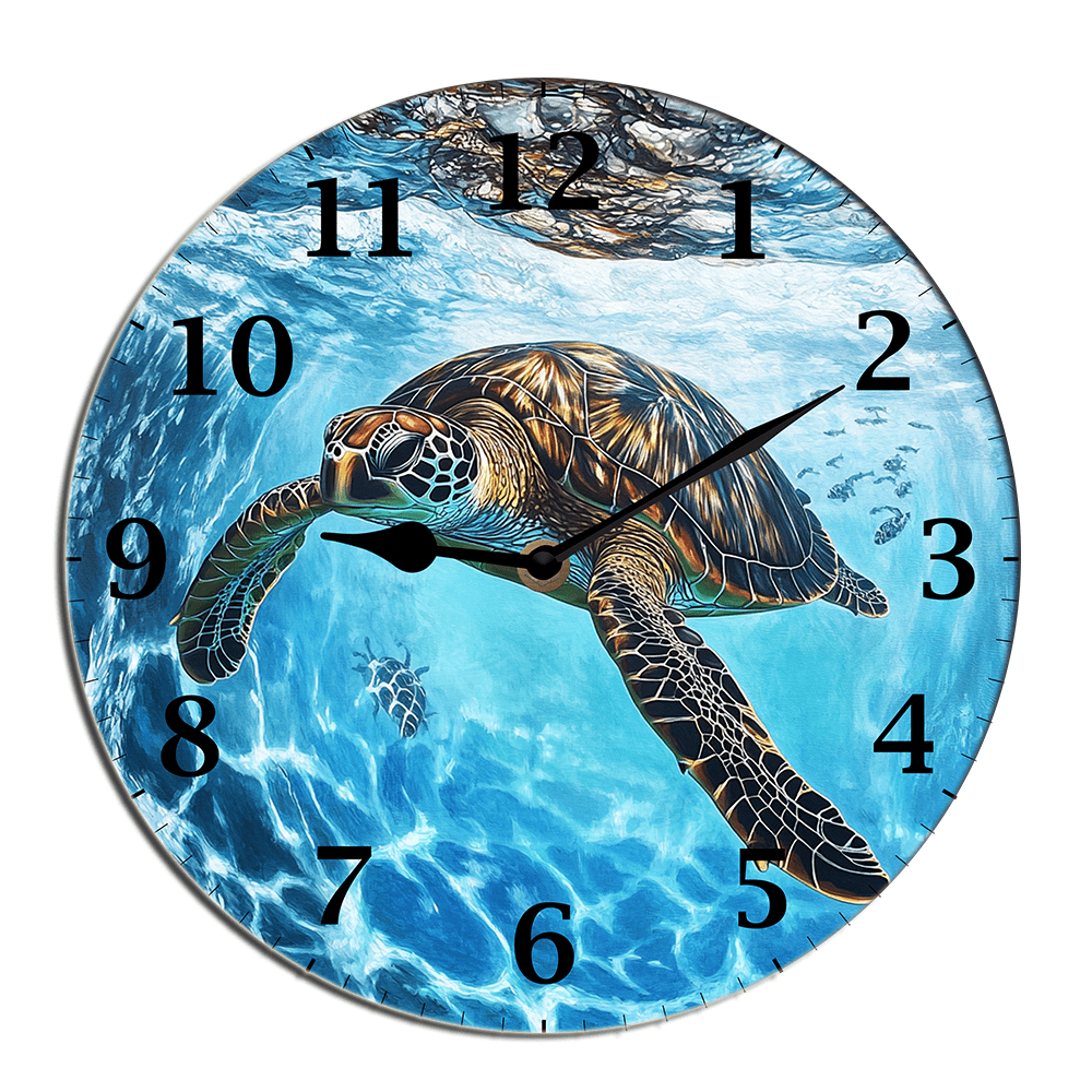 Kurmntregon Sea Turtle Wall Clock Cute Animal Kitchen Living Room ...