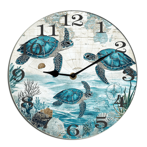 Kurmntregon Sea Turtle Wall Clock Underwater Map Wooden Clock Wooden ...