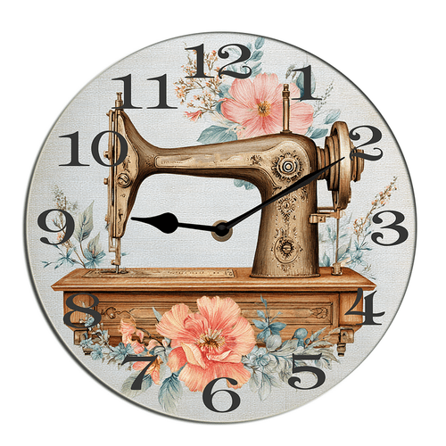 Kurmntregon Sewing Machine Wall Clock Tailor's Shop Wooden Silent Non ...