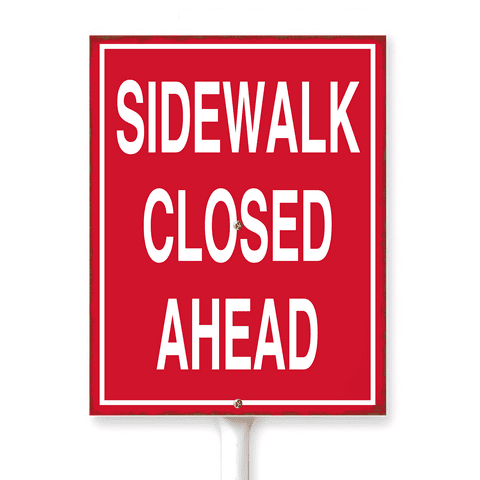 Kurmntregon Sidewalk Closed Ahead Yard Sign With Stake Sidewalk Closed ...