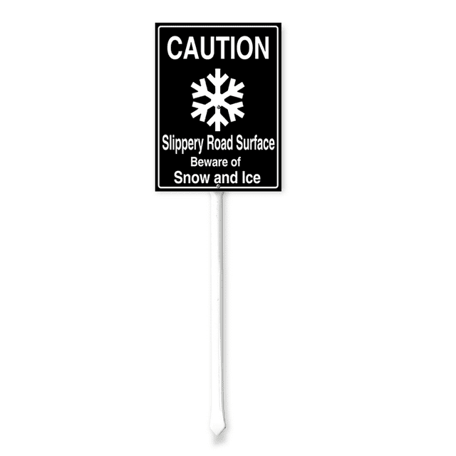 Kurmntregon Slippery Road Surface Beware Of Snow And Ice Yard Sign With ...