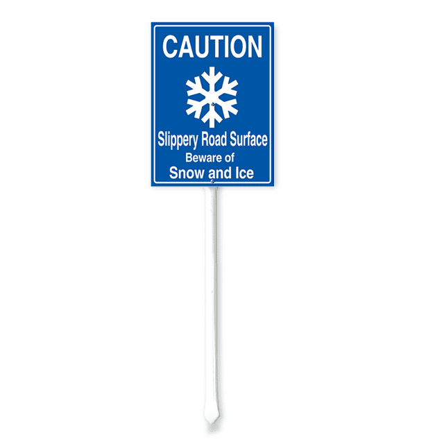 Kurmntregon Slippery Road Surface Beware Of Snow And Ice Yard Sign With ...
