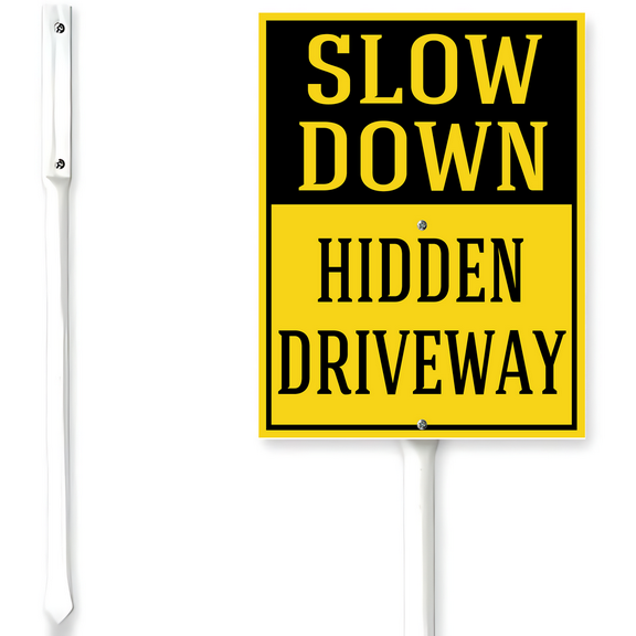 Kurmntregon Slow Down Sign Hidden Driveway Yard Sign With Stake Caution ...
