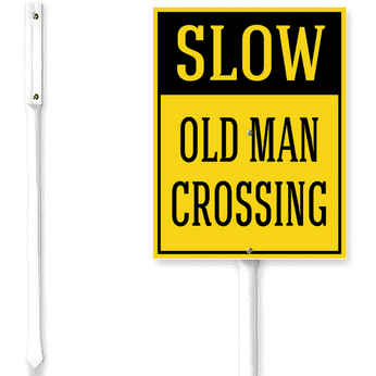 Kurmntregon Slow Down Yard Sign With Stake Old Man Crossing Lawn Sign ...