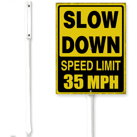 Kurmntregon Slow Down Speed Limit 35mph Sign With Stake Slow Down ...