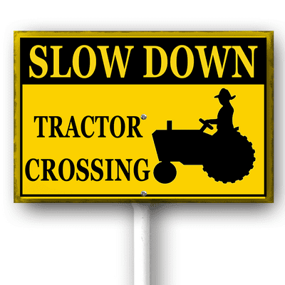 Kurmntregon Slow Down Tractor Crossing Yard Sign With Stake Caution ...