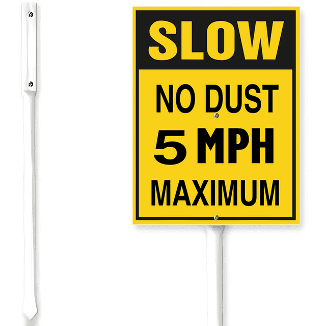Kurmntregon Slow Yard Sign With Stake No Dust 5mph Maximum Slow Sign ...