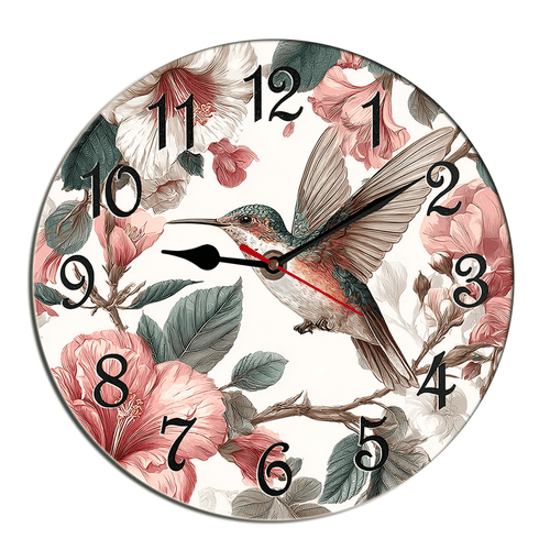 Kurmntregon Spring Hummingbird Wall Clock Spring Floral Birds Summer ...