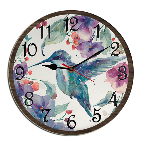 Kurmntregon Spring Hummingbird Wall Clock Spring Floral Birds Wooden ...