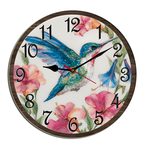 Kurmntregon Spring Hummingbird Wall Clock Spring Floral Birds Wooden ...