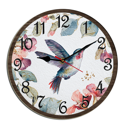 Kurmntregon Spring Hummingbird Wall Clock Spring Floral Birds Wooden ...