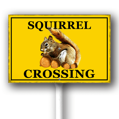 Kurmntregon Squirrel Crossing Yard Sign With Stake Slow Down Caution ...