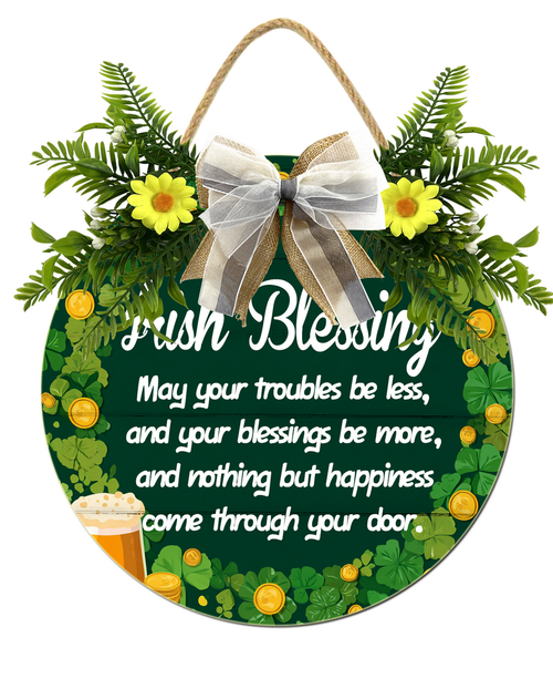 Kurmntregon St Patrick's Day Welcome Door Sign Irish Blessing Wooden ...