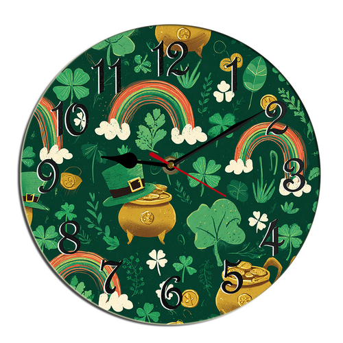 Kurmntregon St Patricks Day Wall Clock Shamrock Lucky Irish Blessing ...