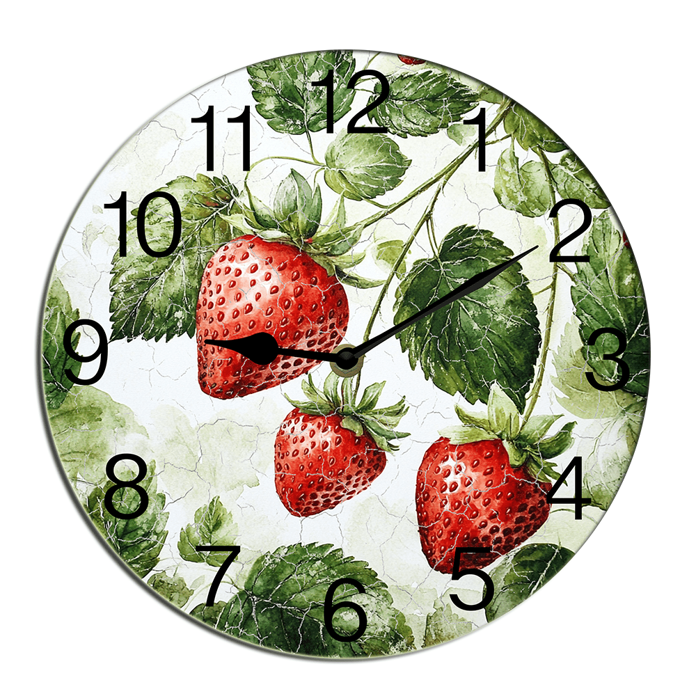 Kurmntregon Strawberry Wall Clock Summer Fruit Cute Silent Non Ticking ...