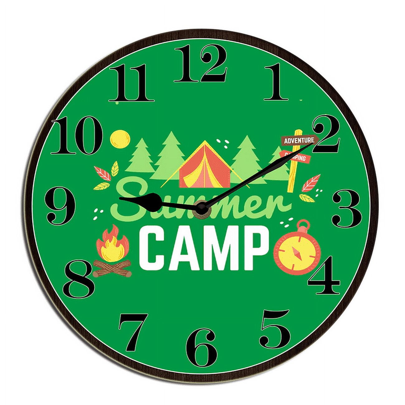 Kurmntregon Summer Camp Wall Clock Campfire Decorative Clock Vintage ...