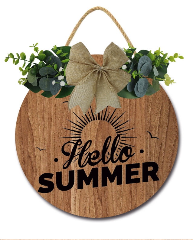 Kurmntregon Summer Wreaths For Front Door Style 6 Hello Summer Door ...