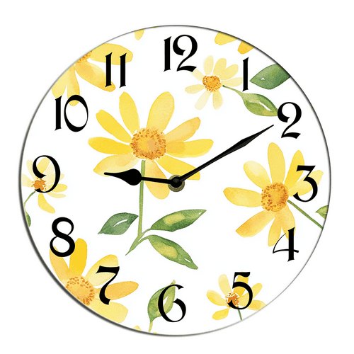 Kurmntregon Sunflower Daisy Wall Clock Summer Spring Floral Wooden ...