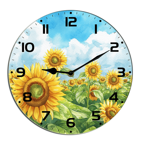 Kurmntregon Sunflower Wall Clock Summer Floral Spring Silent Non ...