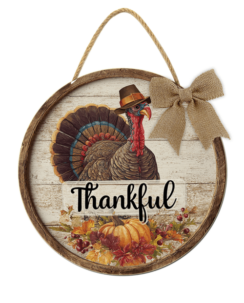 Kurmntregon Thanksgiving Front Door Decorations Turkey Thankful Hanging ...