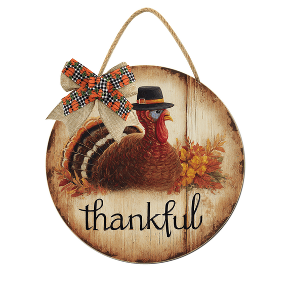 Kurmntregon Thanksgiving Hanging Sign Turkey Thankful Hanging Sign ...