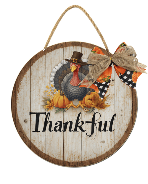 Kurmntregon Thanksgiving Sign For Front Door Turkey Thankful Hanging ...