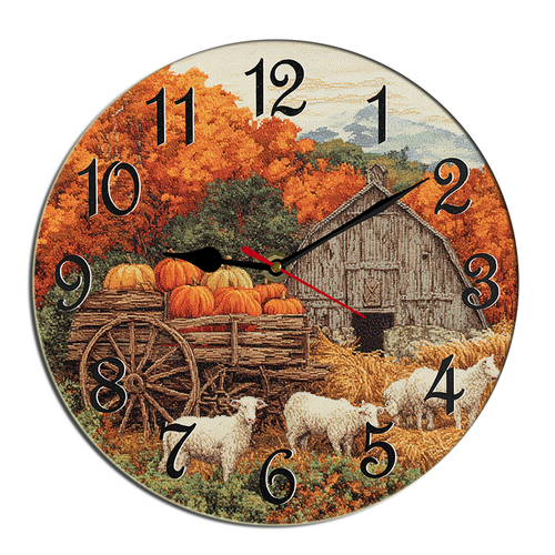 Kurmntregon Thanksgiving Wall Clock Pumpkin Harvest Farm Fall Autumn ...