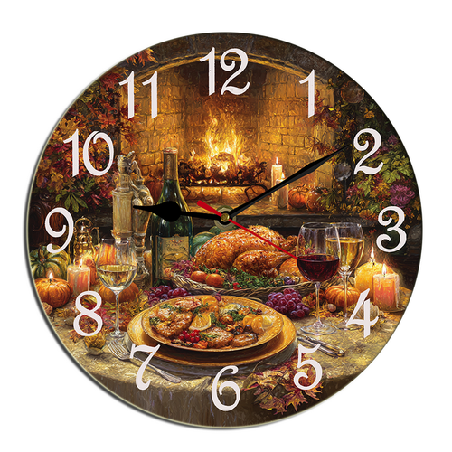 Kurmntregon Thanksgiving Wall Clock Pumpkin Harvest Farm Fall Autumn ...
