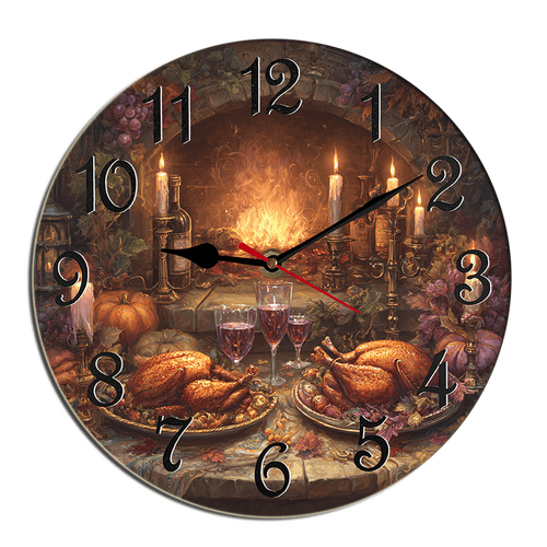 Kurmntregon Thanksgiving Wall Clock Turkey Dinner Party Fall Harvest ...