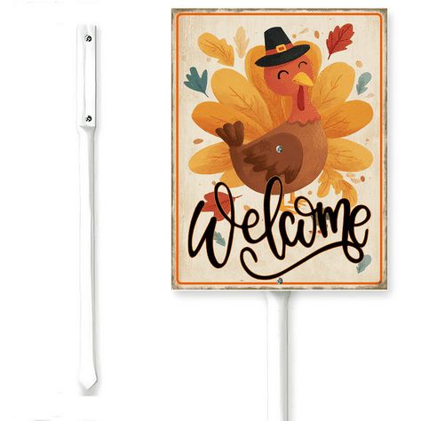 Kurmntregon Thanksgiving Welcome Yard Sign With Stake Fall Turkey ...