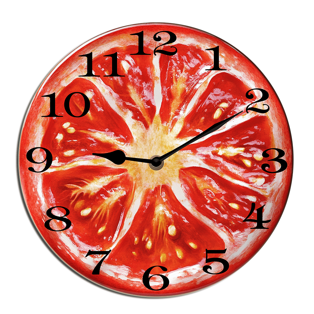 Kurmntregon Tomato Wall Clock Fruits And Vegetables Shop Hotel Non Ticking Silent Quartz Bedroom ...
