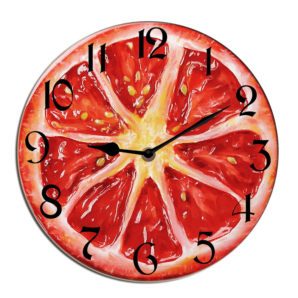 Kurmntregon Tomato Wall Clock Fruits And Vegetables Shop Hotel Silent ...