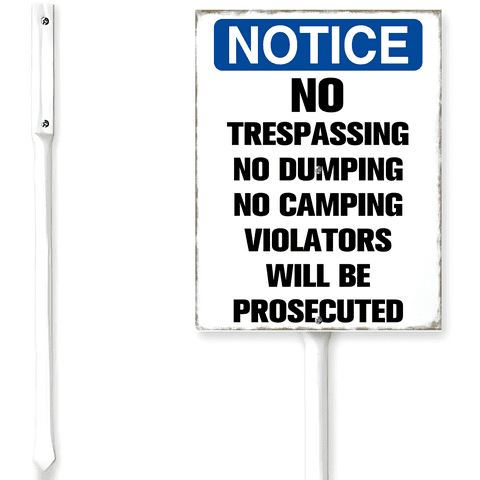 Kurmntregon No Trespassing No Dumping No Camping Yard Sign With Stake ...