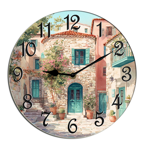 Kurmntregon Urban Town Wall Clock Rural Street Corner Wooden Silent Non ...