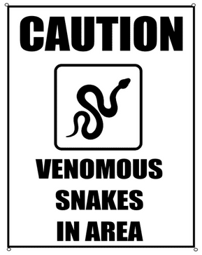 Kurmntregon Venomous Snakes In Area Aluminum Sign Caution Snakes Sign ...