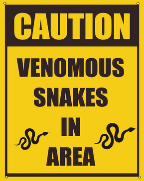 Kurmntregon Venomous Snakes In Area Aluminum Sign Caution Snakes Sign ...