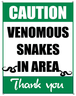Kurmntregon Venomous Snakes In Area Aluminum Sign Caution Snakes Sign ...