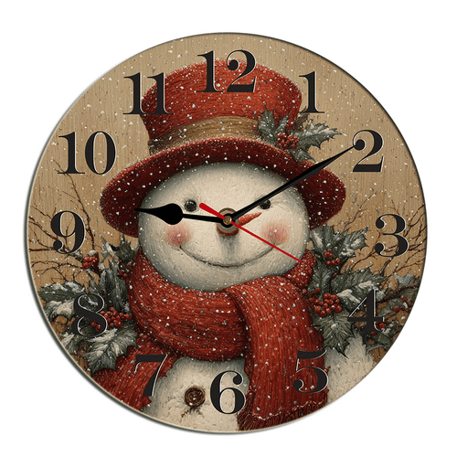 Kurmntregon Vintage Christmas Snowman Wall Clock Xmas Winter Hat Scarf ...