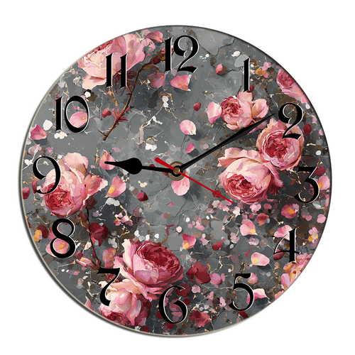 Kurmntregon Vintage Rose Wall Clock Valentine's Day Rose Wooden Clock ...