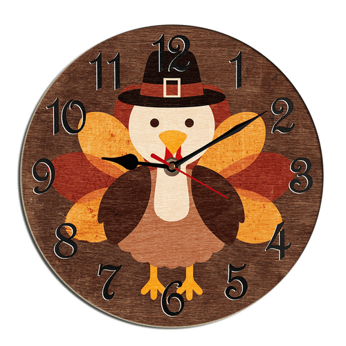 Kurmntregon Vintage Turkey Wall Clock Fall Thanksgiving Gobble Autumn ...