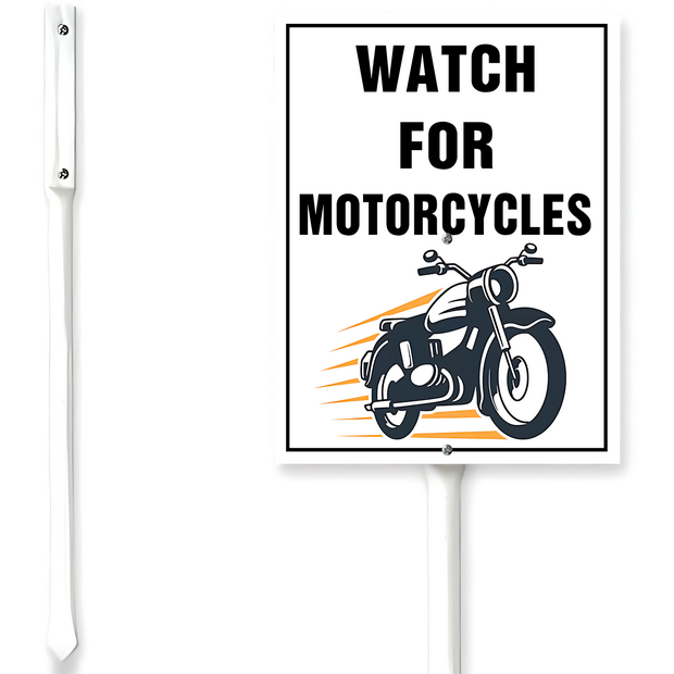 Kurmntregon Watch For Motorcycles Sign With Stake 8x12 Inch Caution ...