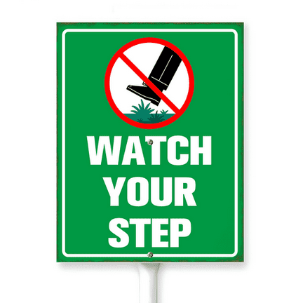 Kurmntregon Watch Your Step Yard Sign With Stake Keep Off Grass Garden ...