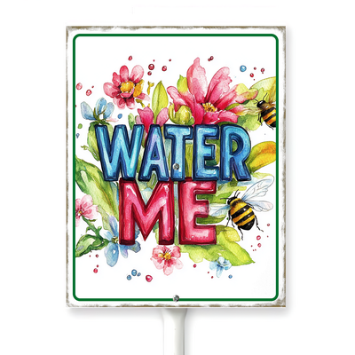 Kurmntregon Water Me Garden Sign With Stake Water Me Wildflowers Area ...