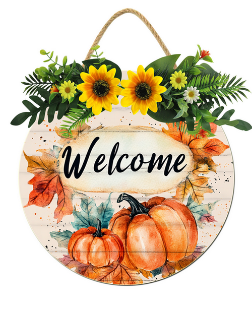 Kurmntregon Welcome Fall Sign Pumpkin Fall Welcome Sign For Front Porch ...