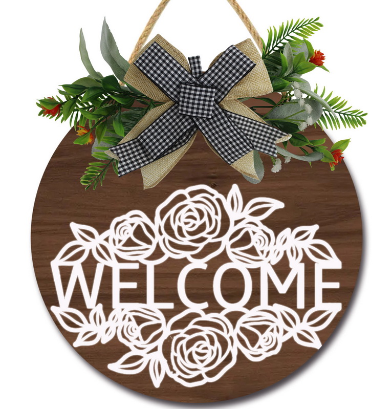 Kurmntregon Welcome Home Decor Style 260 Sign Porch Decor,Round Wood ...