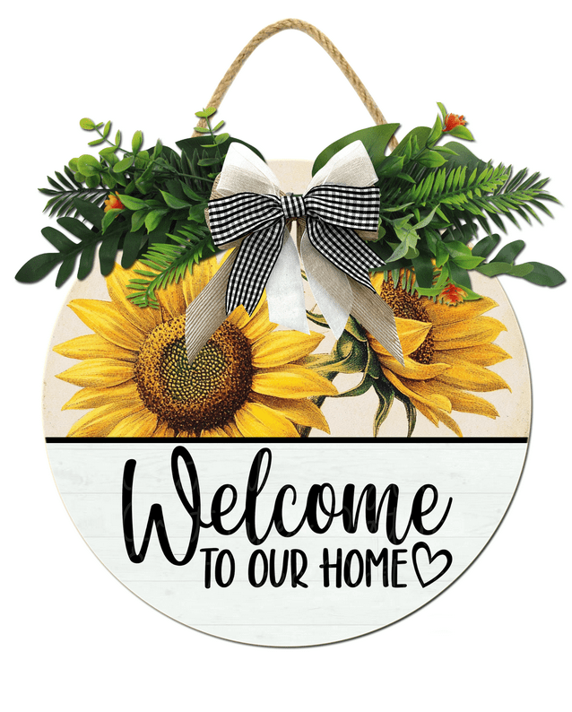 Kurmntregon Welcome To Our Home Front Door Sign Sunflowers Summer ...