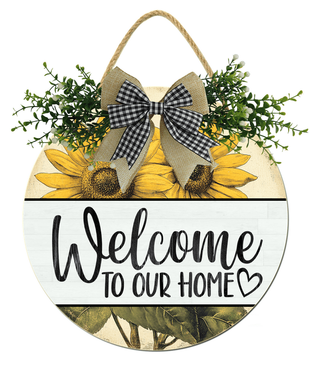 Kurmntregon Welcome To Our Home Front Door Sign Sunflowers Summer ...