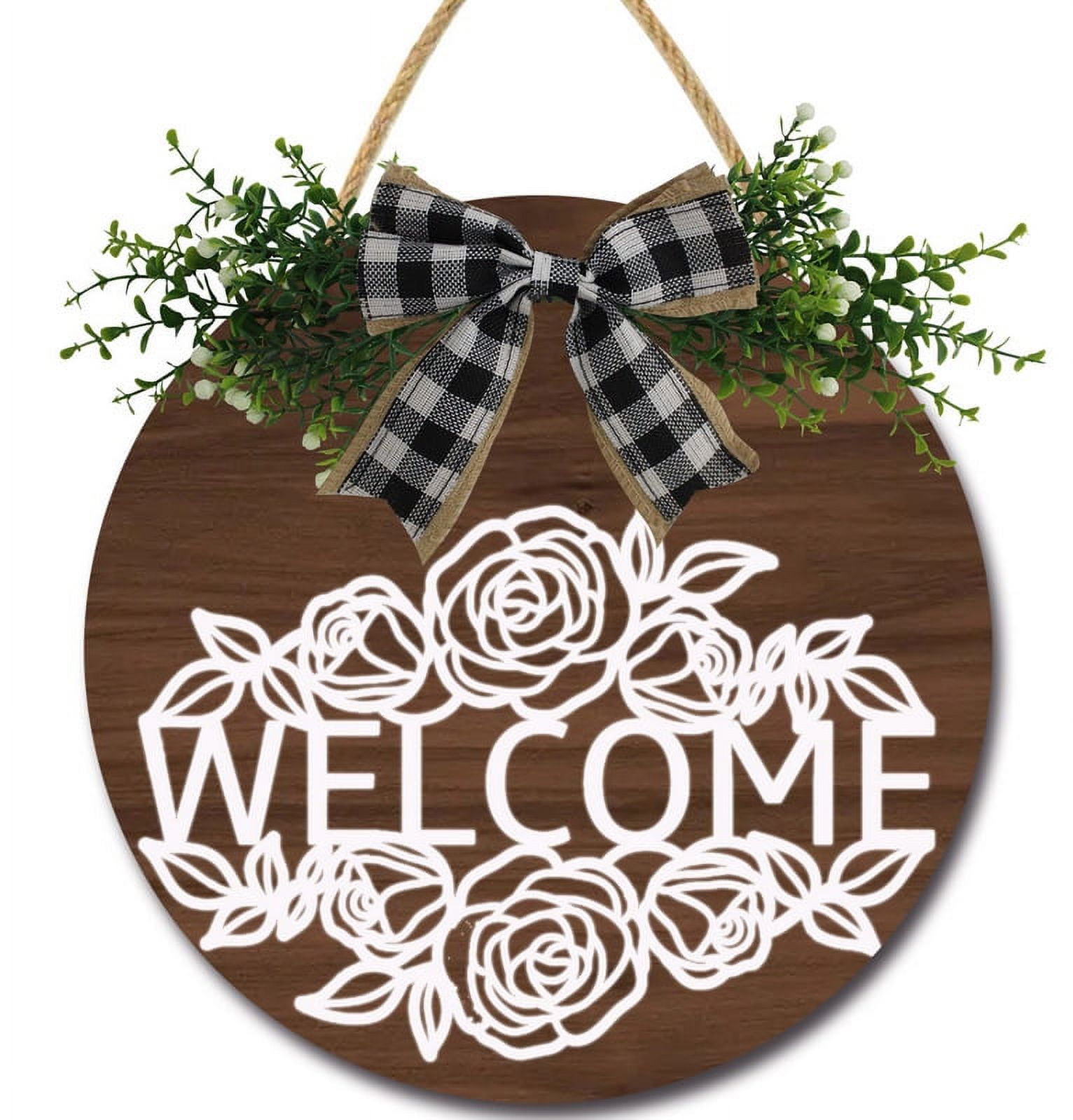 Kurmntregon Welcome Sign Style 192 Sign For Front Door - Round Wooden ...