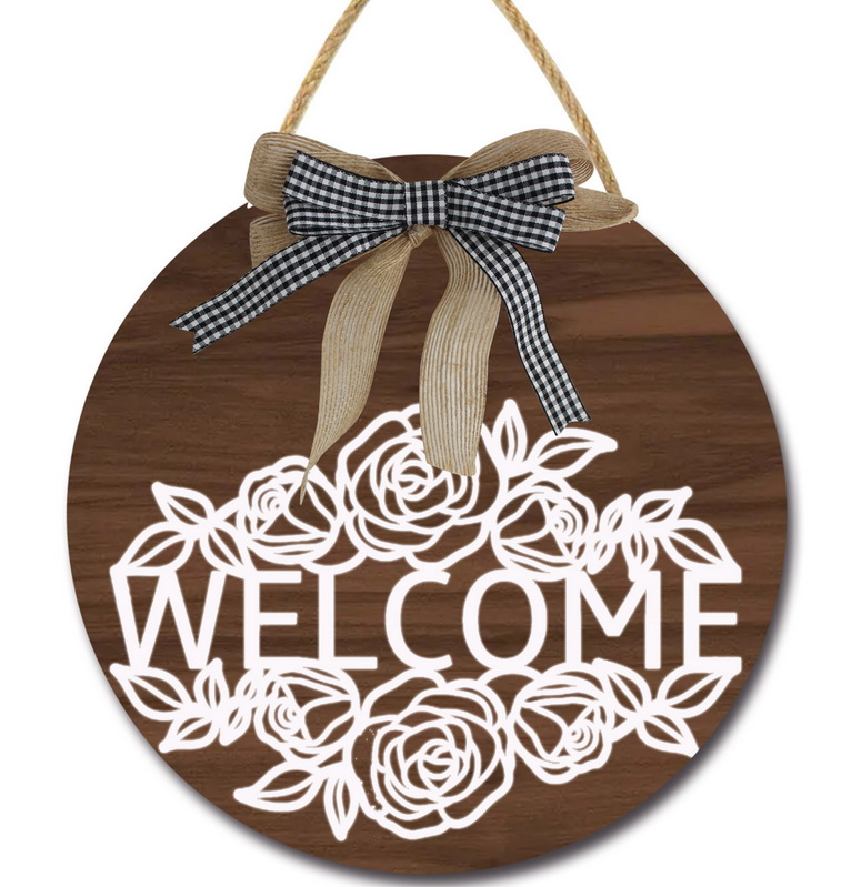 Kurmntregon Welcome Sign Style 366 For Front Door Porch Round Wood ...